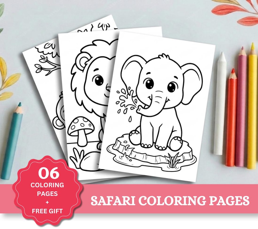 Safari Animals Coloring Pages for Kids | Jungle Activity Sheets (PDF ...