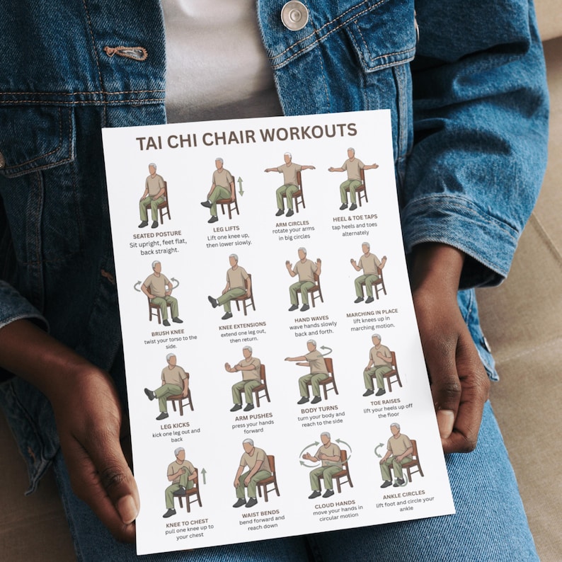 Entraînements de tai-chi sur chaise imprimables | Tableau des exercices ...