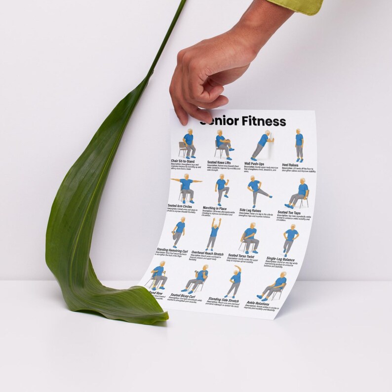 Senior Fitness Printable PDF, 16 Easy Chair & Standing Exercises for ...