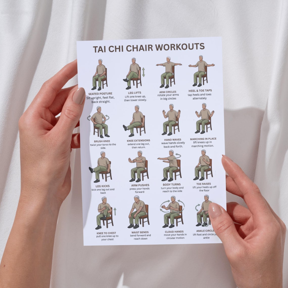 Printable Tai Chi Chair Workouts | Tai Chi Chair Exercise Chart ...