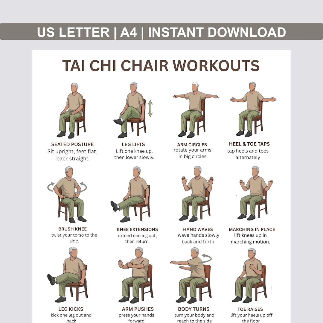 Printable Tai Chi Chair Workouts | Tai Chi Chair Exercise Chart ...