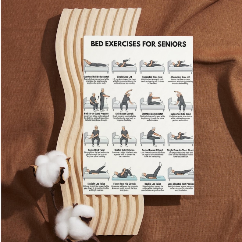 Bed Exercises for Seniors Printable PDF — 16 Gentle Morning Moves ...
