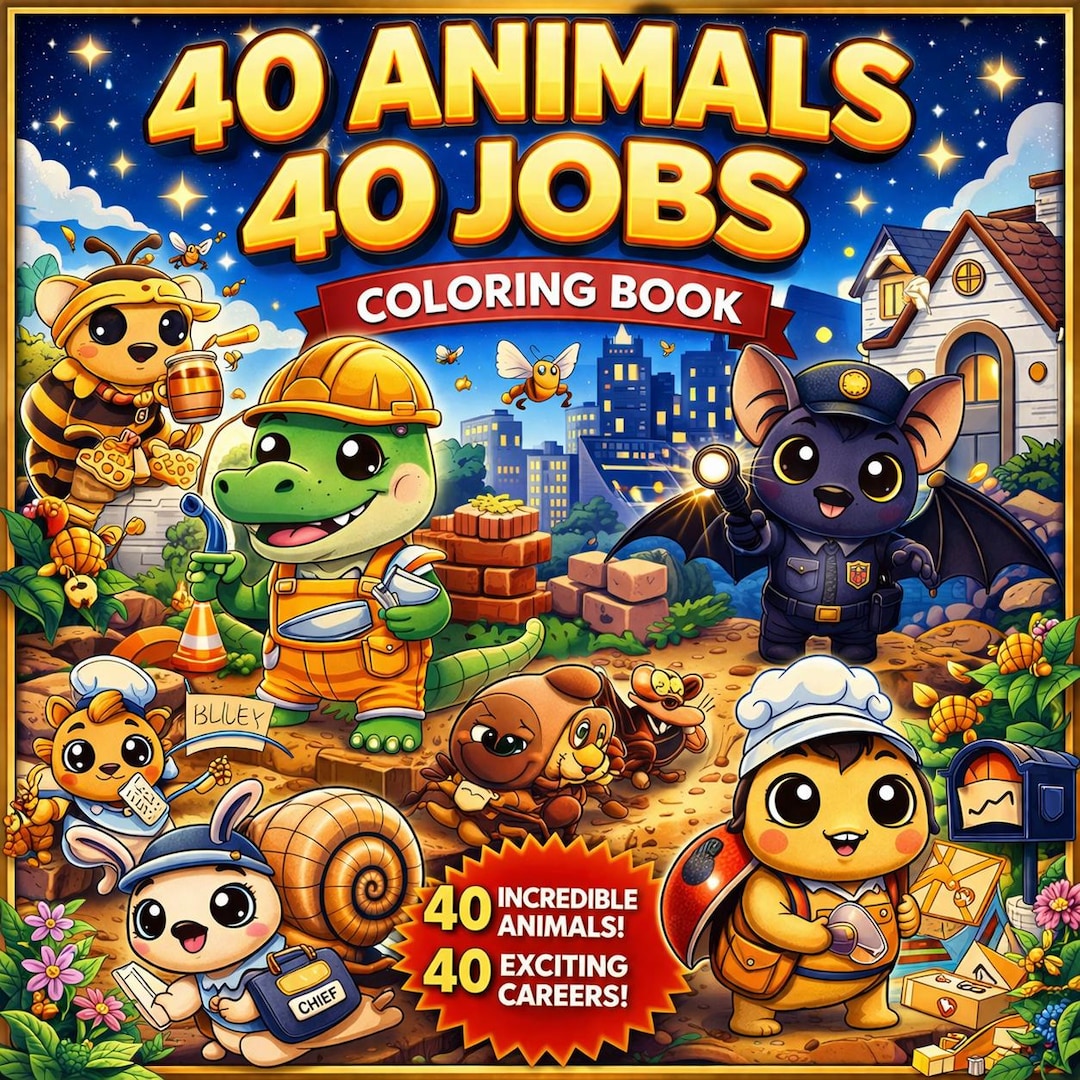 Animals Jobs Coloring Book for Kids Printable PDF Community Helpers ...
