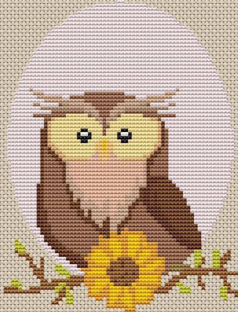 Cross Stitch Pattern Owl Oval Instant Download PDF - Etsy