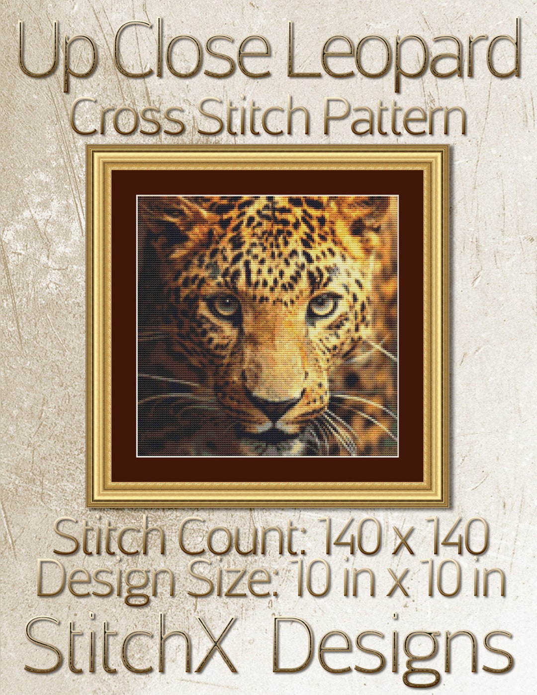 Cross Stitch Pattern up Close Leopard Instant Download Pdf Modern ...