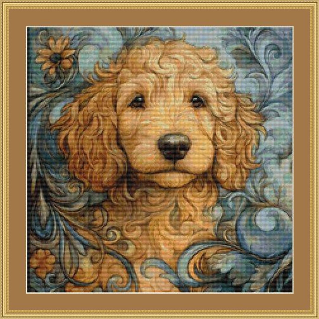 Goldendoodle Cross Stitch Pattern PDF Download | Golden Dog Design ...