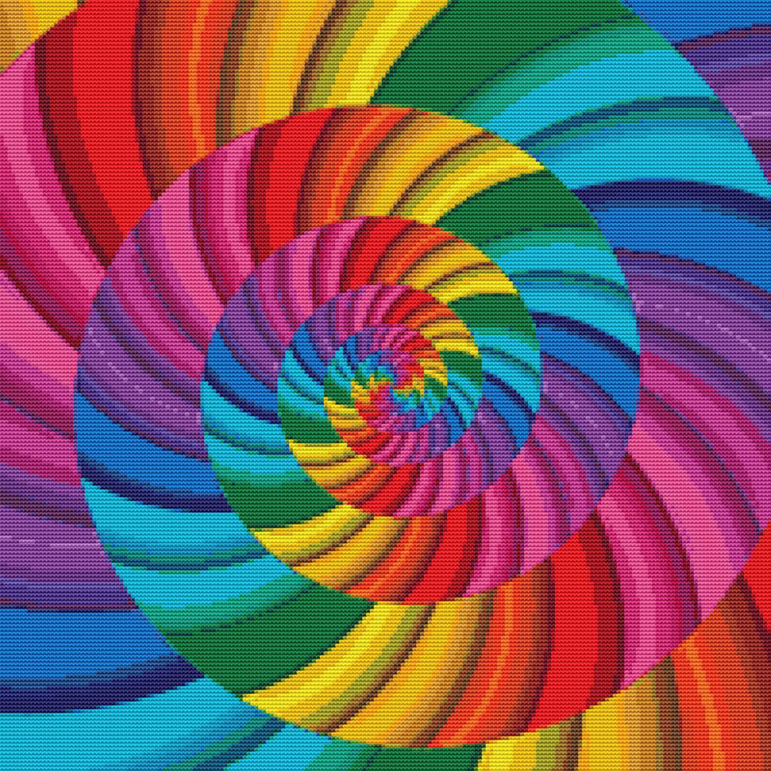 Rainbow Vortex Cross Stitch Pattern Instant Download Pdf Design - Etsy