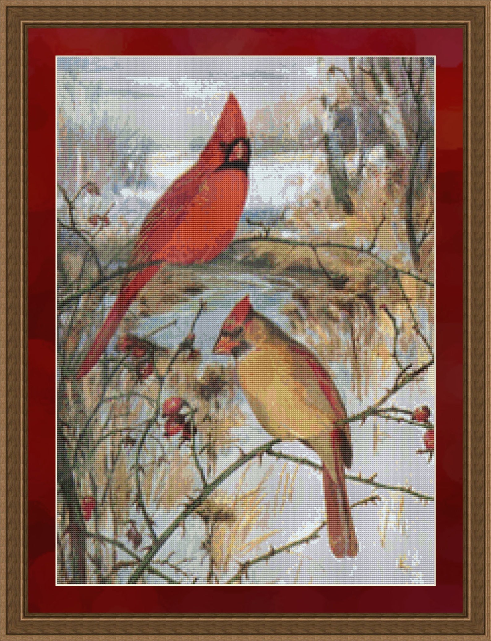 Cross Stitch Pattern Cardinals Red Bird Design Instant Download Pdf ...