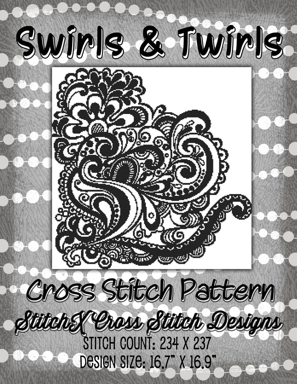 Swirls & Twirls Cross Stitch Pattern Beautiful Single Color ...