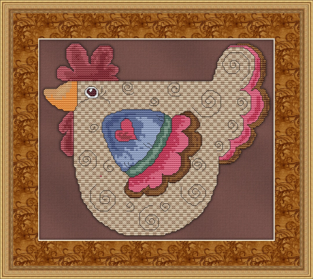 Cross Stitch Pattern Country Hen #2 Instant Download Pdf Primitive ...