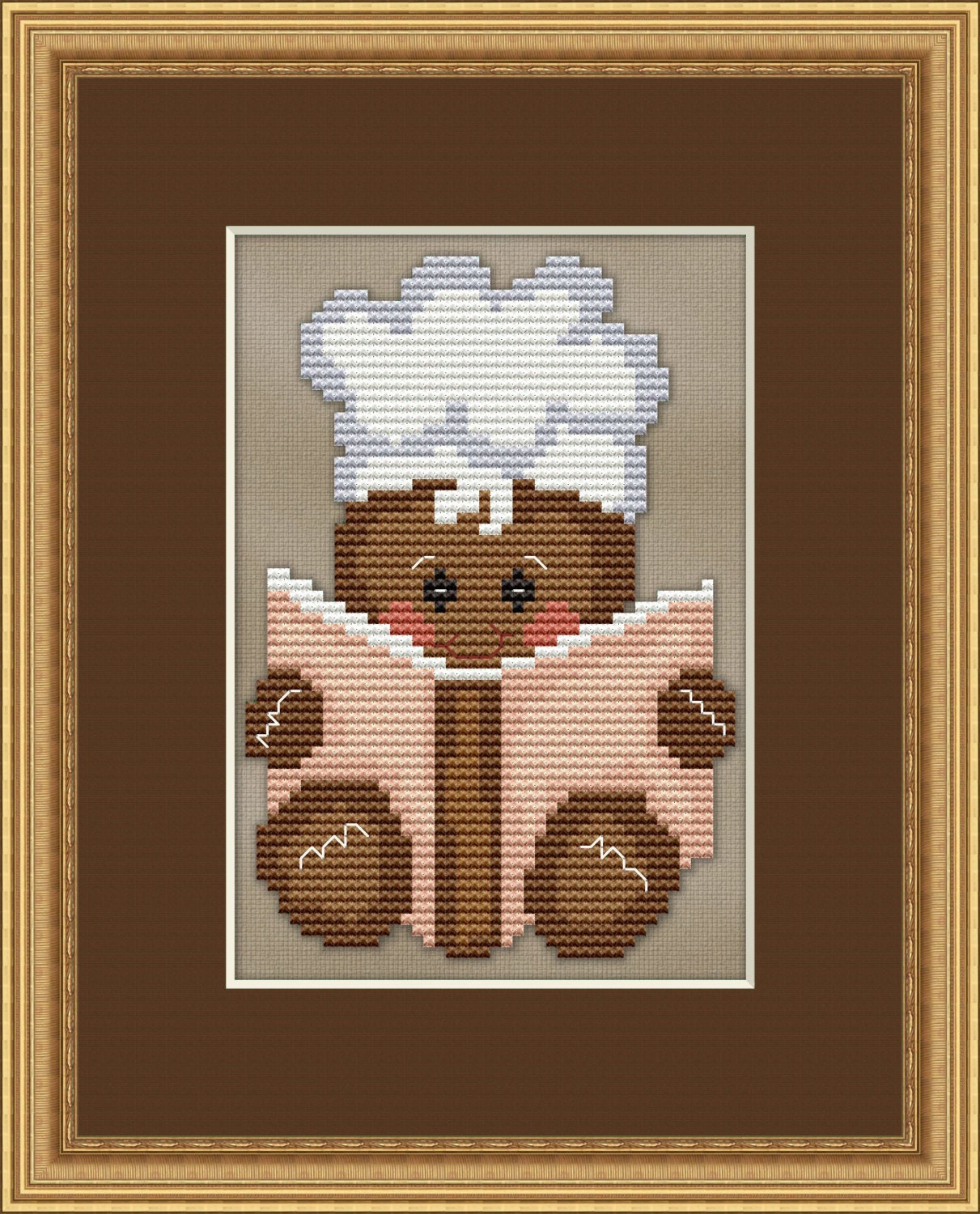 Cross Stitch Pattern Gingerbread Chef Cute Whimsical Ktichen Design ...