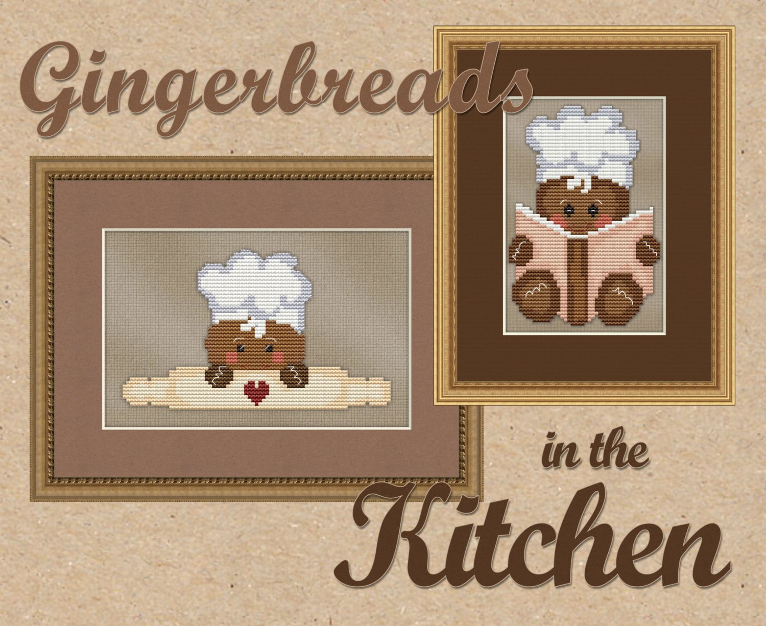Counted Cross Stitch Pattern Gingerbread Baker & Chef Cute 2 Whimsical ...