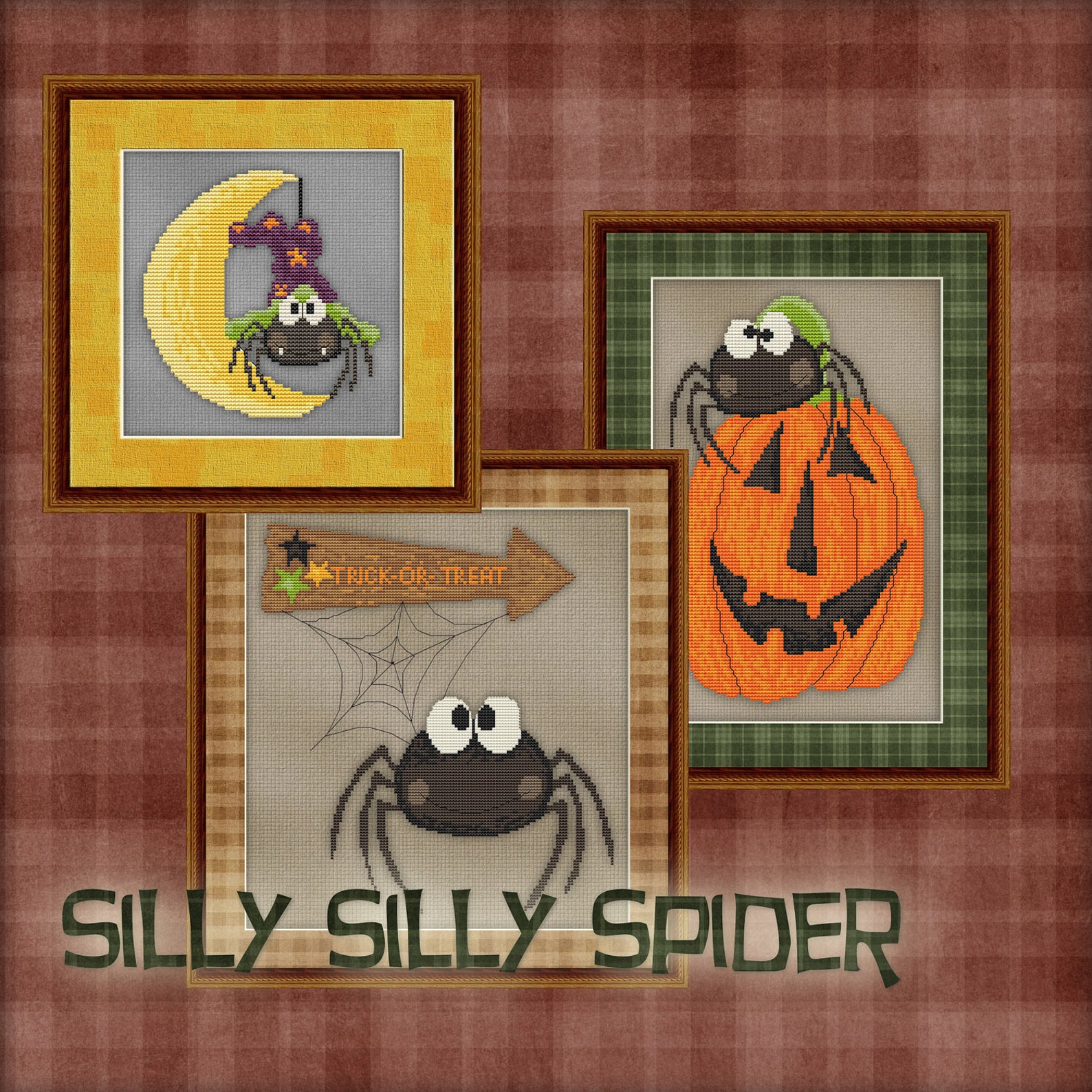 Counted Cross Stitch Pattern Silly Spiders Three Halloween - Etsy