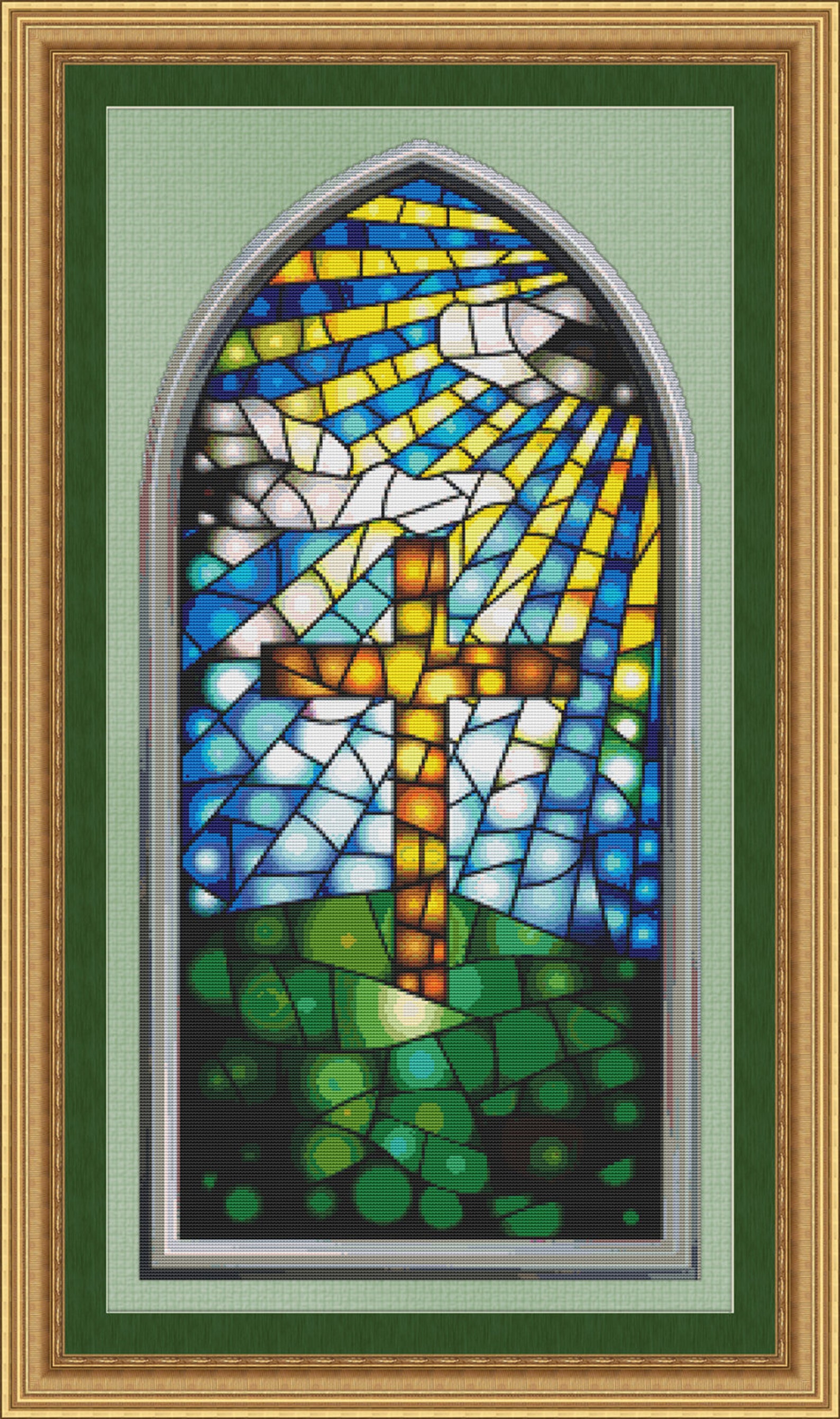Cross Stitch Pattern Stained Glass Window with Cross Design | Etsy