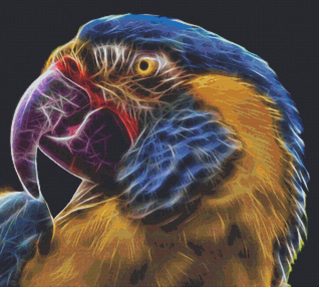 Macaw Parrot Bird Fractal Cross Stitch Pattern Digital Art Design ...