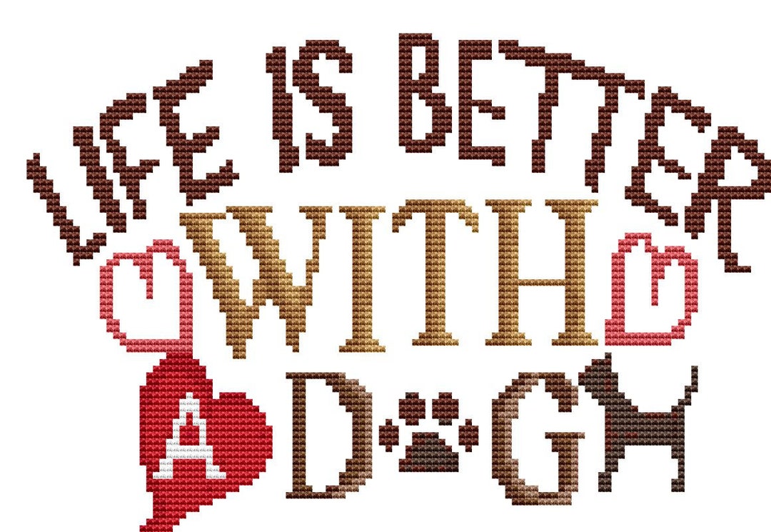Cross Stitch Pattern Life is Better With A Dog Instant Download PDF - Etsy