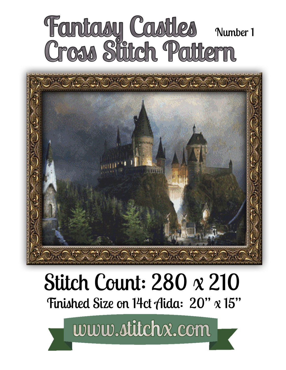 Fantasy Castle Cross Stitch Pattern Instant Download Pdf Stunning ...