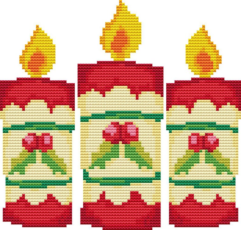 Christmas Candles Cross Stitch Patterns Instant Download Pdf - Etsy