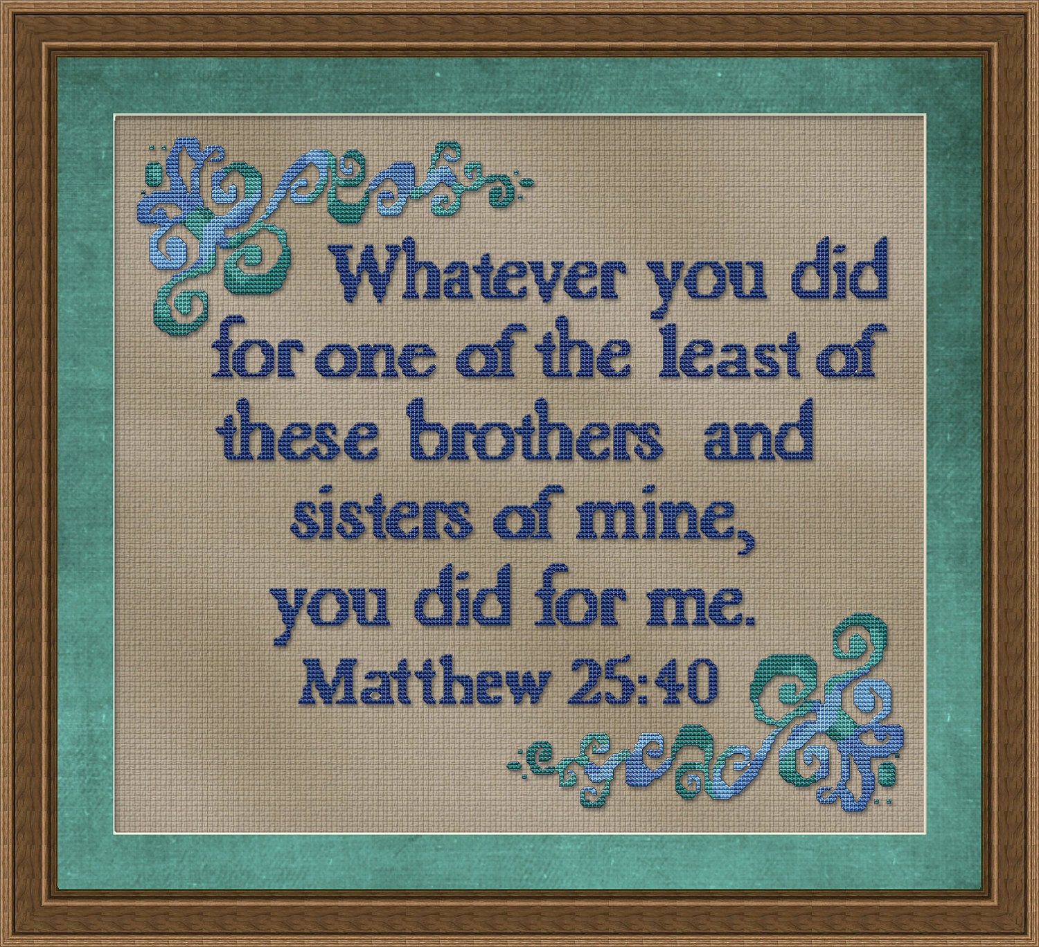 Cross Stitch Pattern Matthew 25:40 Instant Download Pdf Christian Bible ...