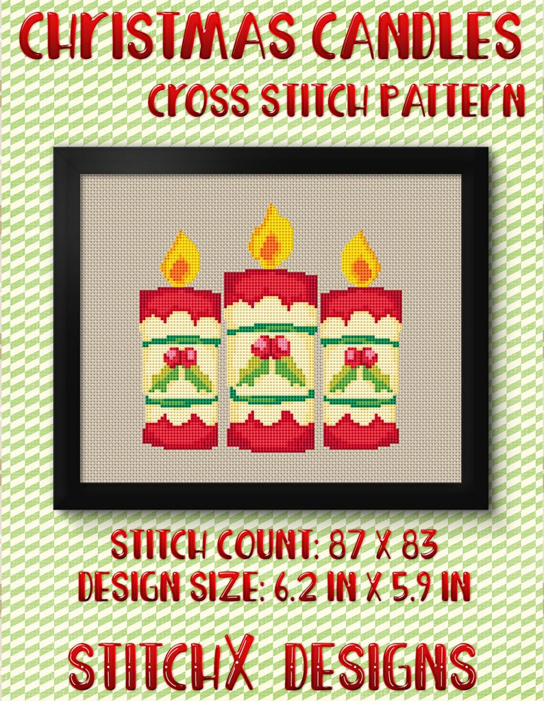 Christmas Candles Cross Stitch Patterns Instant Download Pdf - Etsy