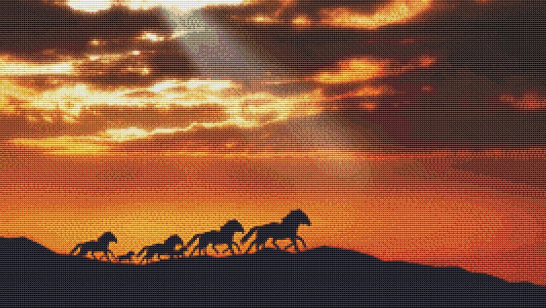 Horse's Gallop by Sunset Cross Stitch Pattern Animal Series No. 28 ...