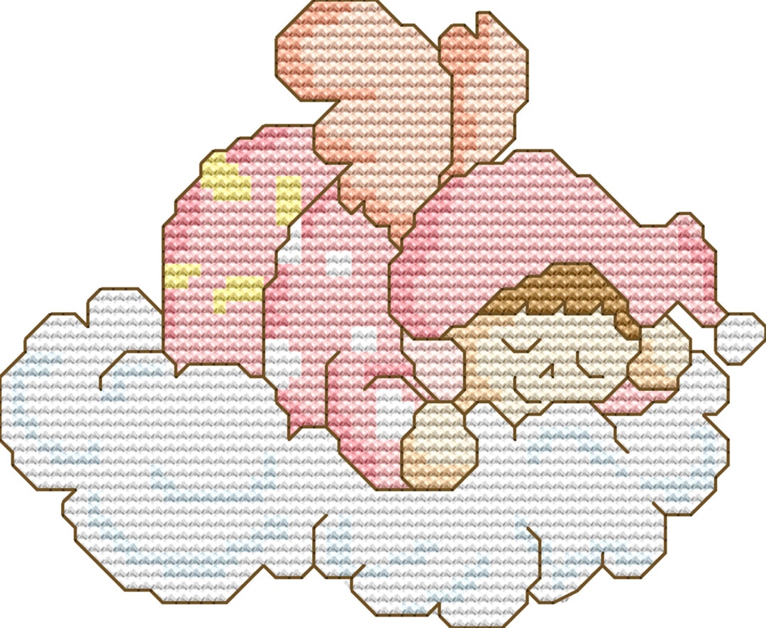 Cross Stitch Pattern Cherub Baby in Pink Instant Download Pdf Sweet ...