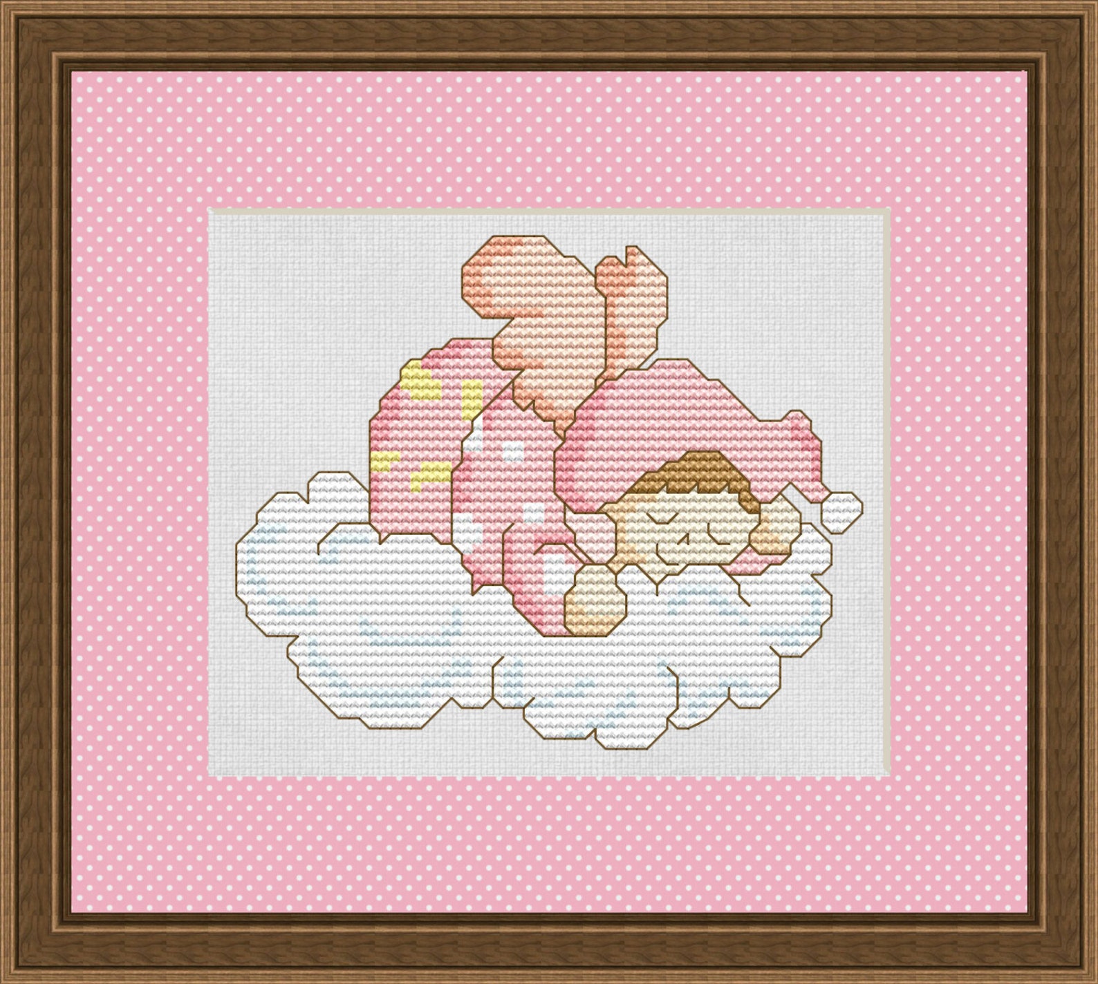 Cross Stitch Pattern Cherub Baby in Pink Instant Download Pdf Sweet ...
