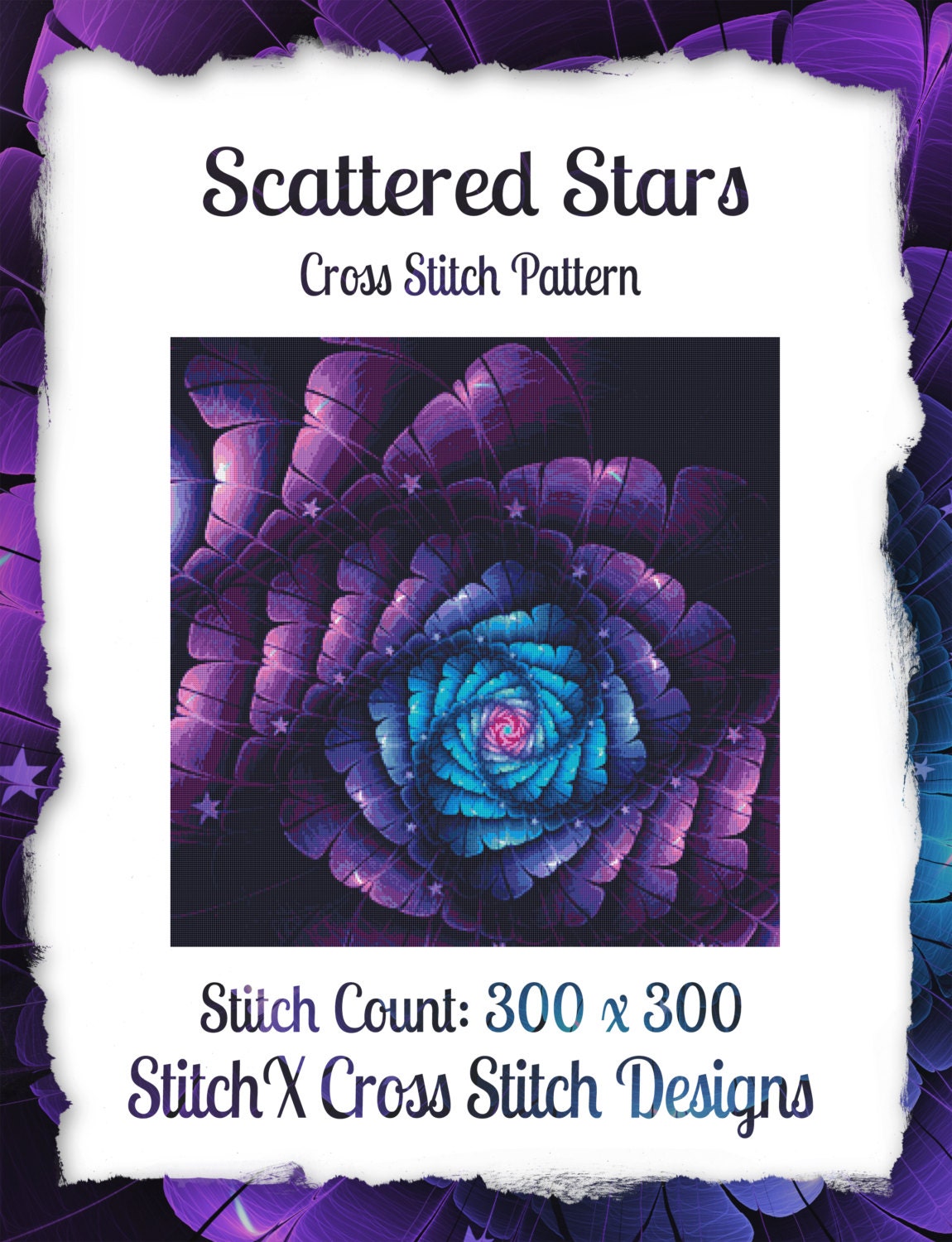 Fractal Cross Stitch Pattern Scattered Stars Patterns Instant Download ...