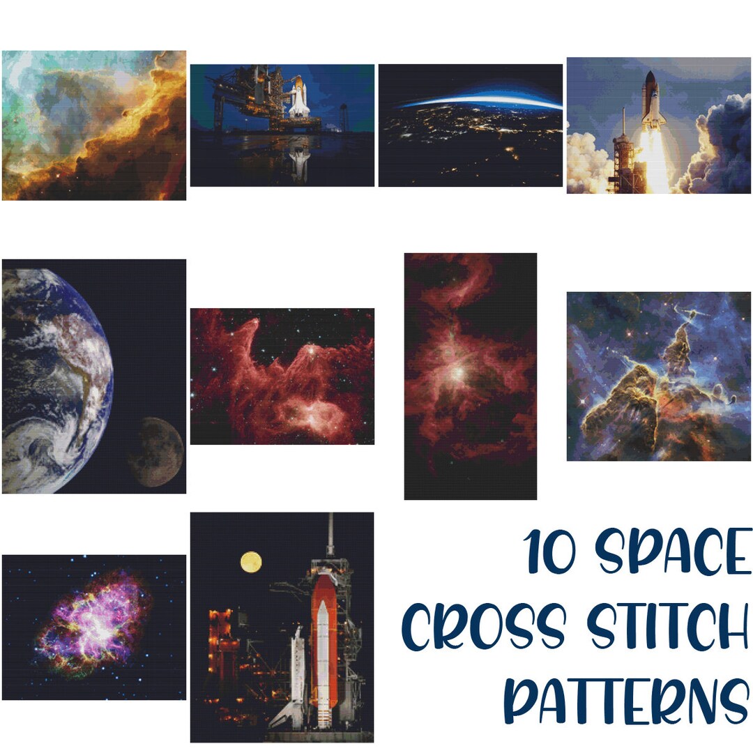 Space Cross Stitch Patterns - ALL TEN! PDF Instant Download. Plus Bonus ...