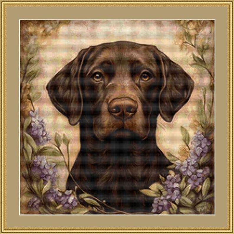 Chocolate Laborador Cross Stitch Pattern PDF Download | Lab Dog Design ...