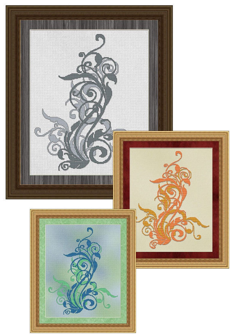 Cross Stitch Pattern Swirls in Three Colorways Instant Download Pdf ...