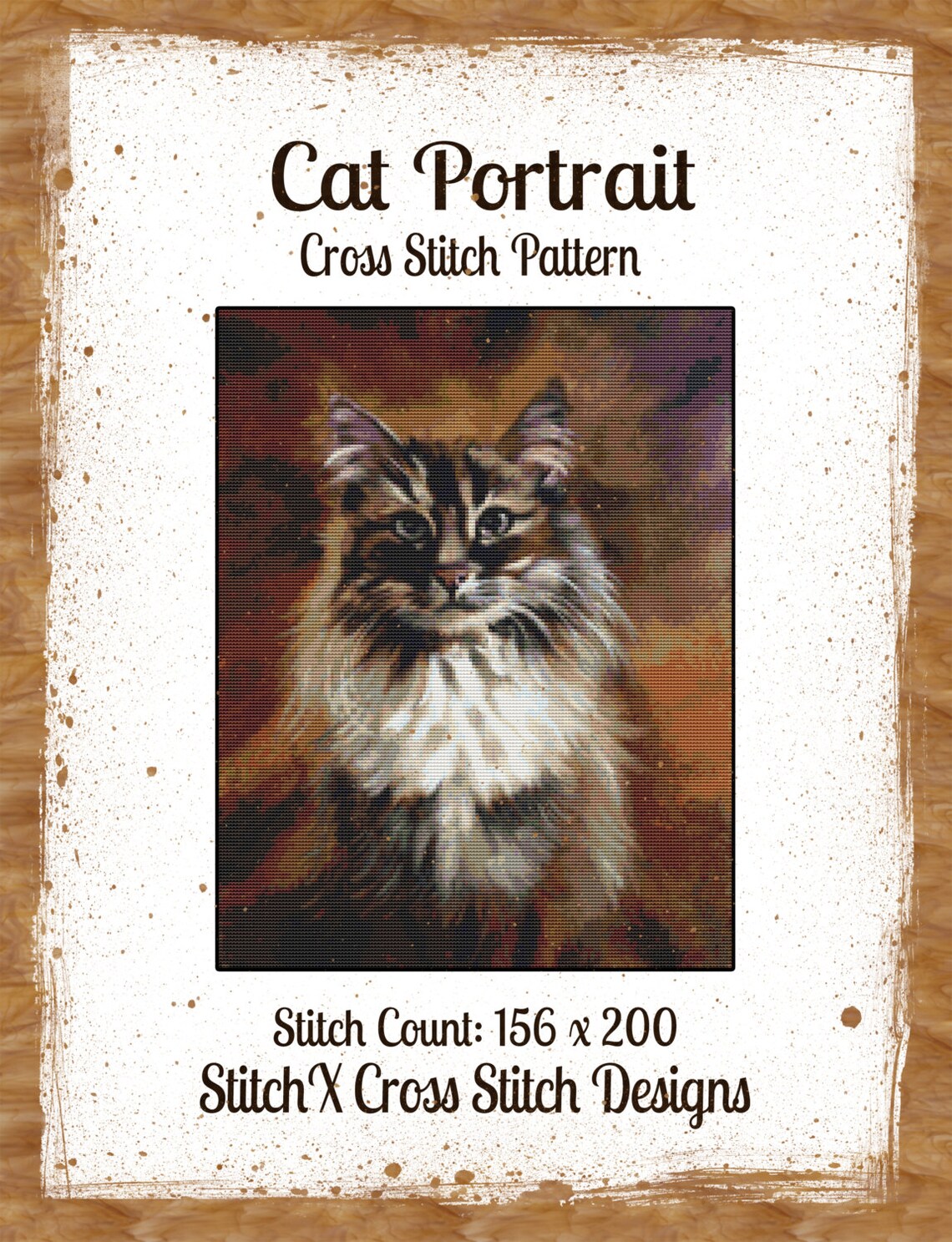 Cat Cross Stitch Pattern Calico Kitty Cross Stitch Design Cross Stitch ...