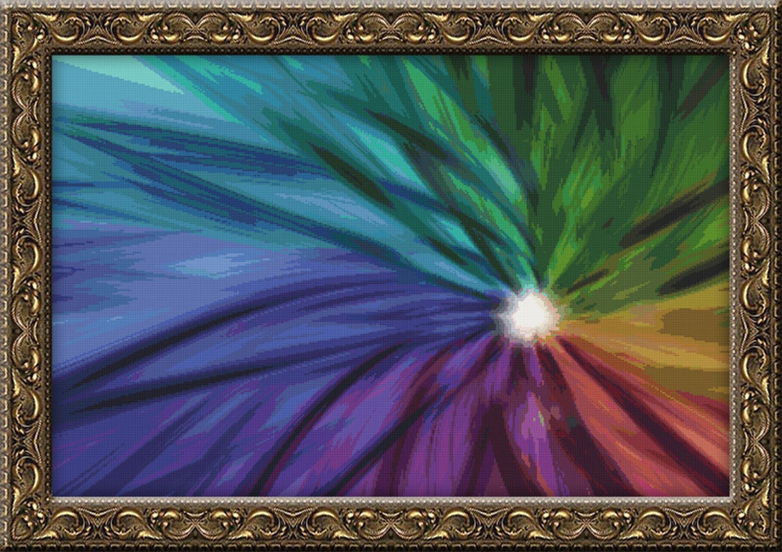 Starburst Fractal Digital Art Cross Stitch Pattern Colorful | Etsy