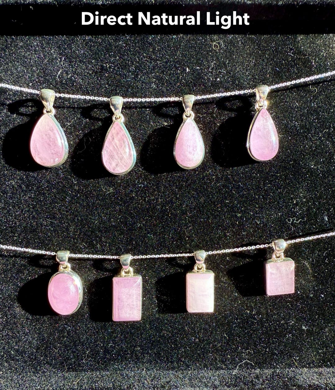 Natural Kunzite Pendant, Sterling Silver Bail, Choose Shape & Size ...