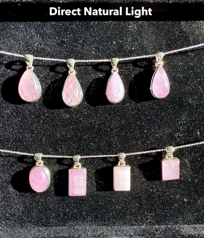 Natural Kunzite Pendant, Sterling Silver Bail, Choose Shape & Size ...