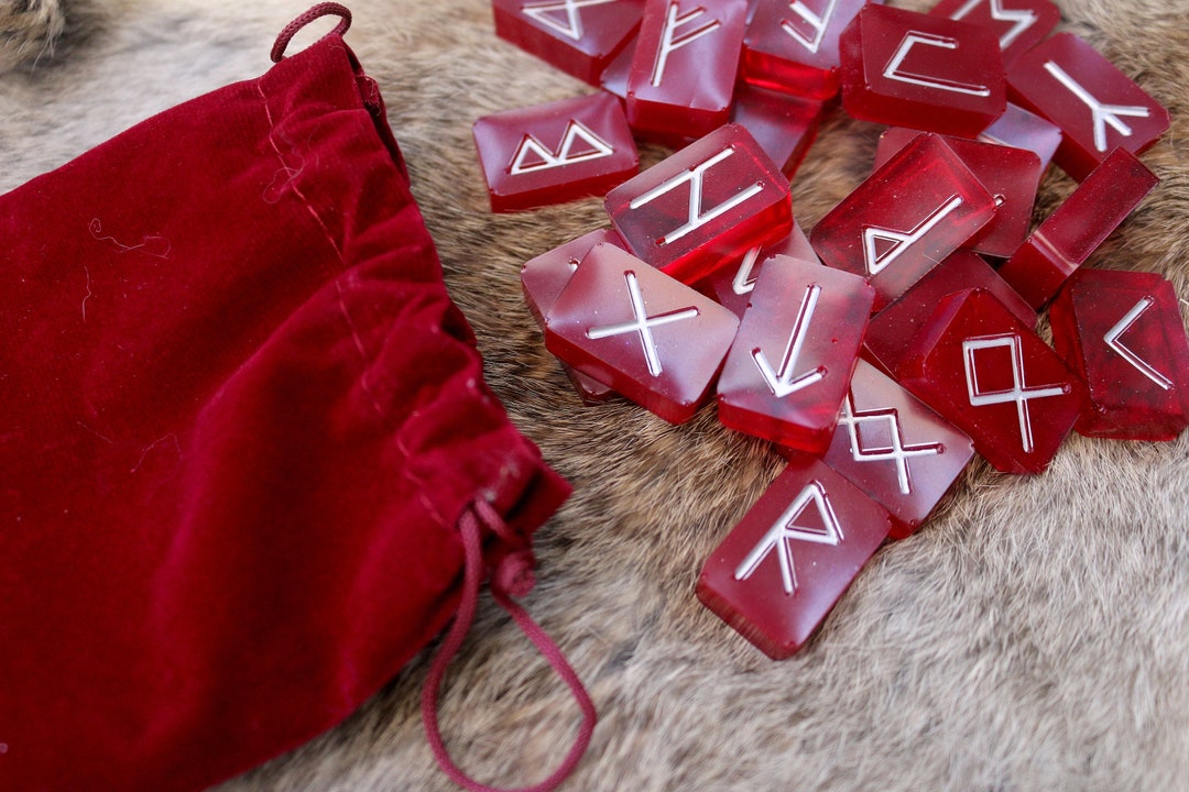 Coagulated Red Elder Futhark Divination Rune Set - Etsy