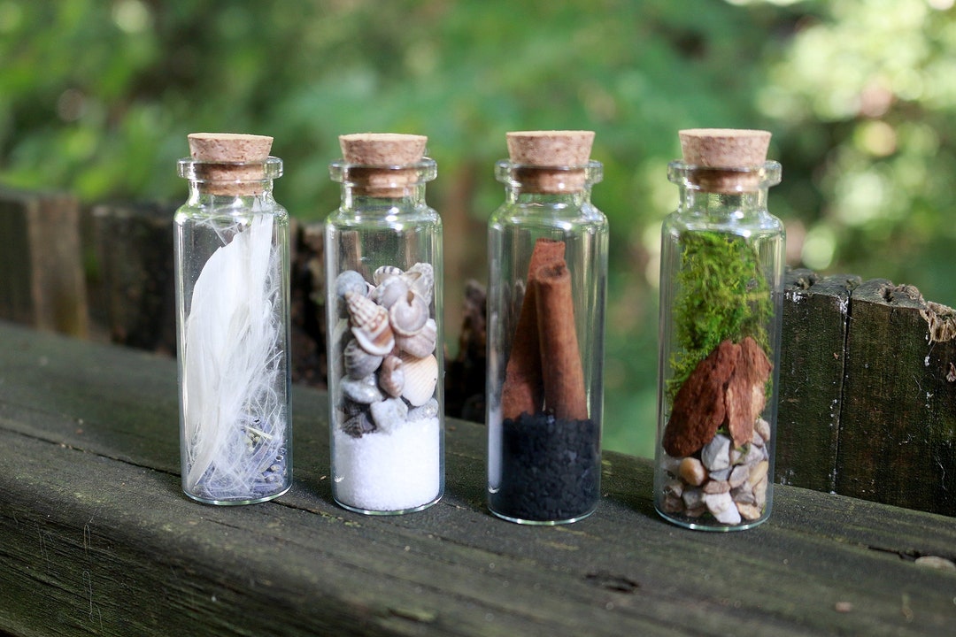 Elemental Bottles - Witch Altar Jars : Earth, Air, Wind, Fire - Etsy