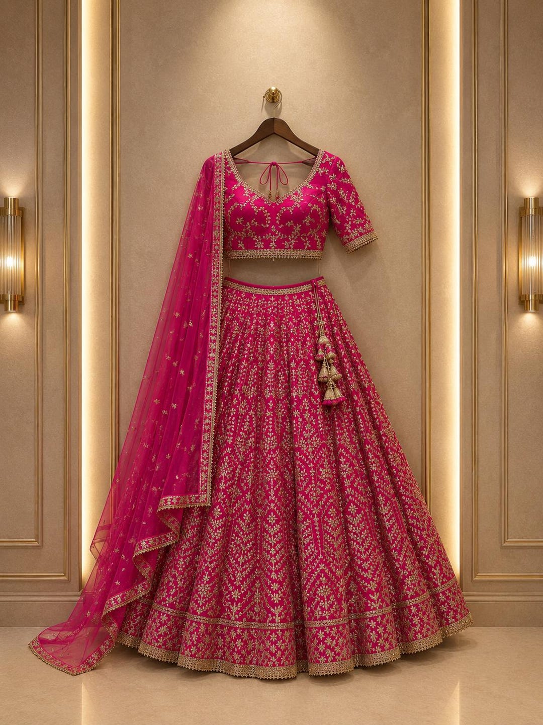 Rani Color Satin Silk Bridal Lehenga Choli - Etsy