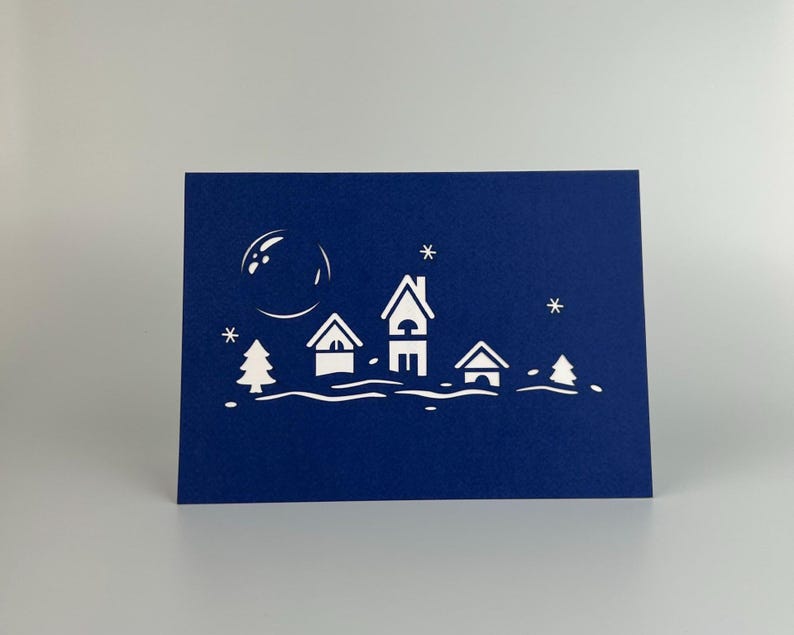 Christmas Village Pop-up Card SVG, Santa Sleigh 3D Template, Cricut ...