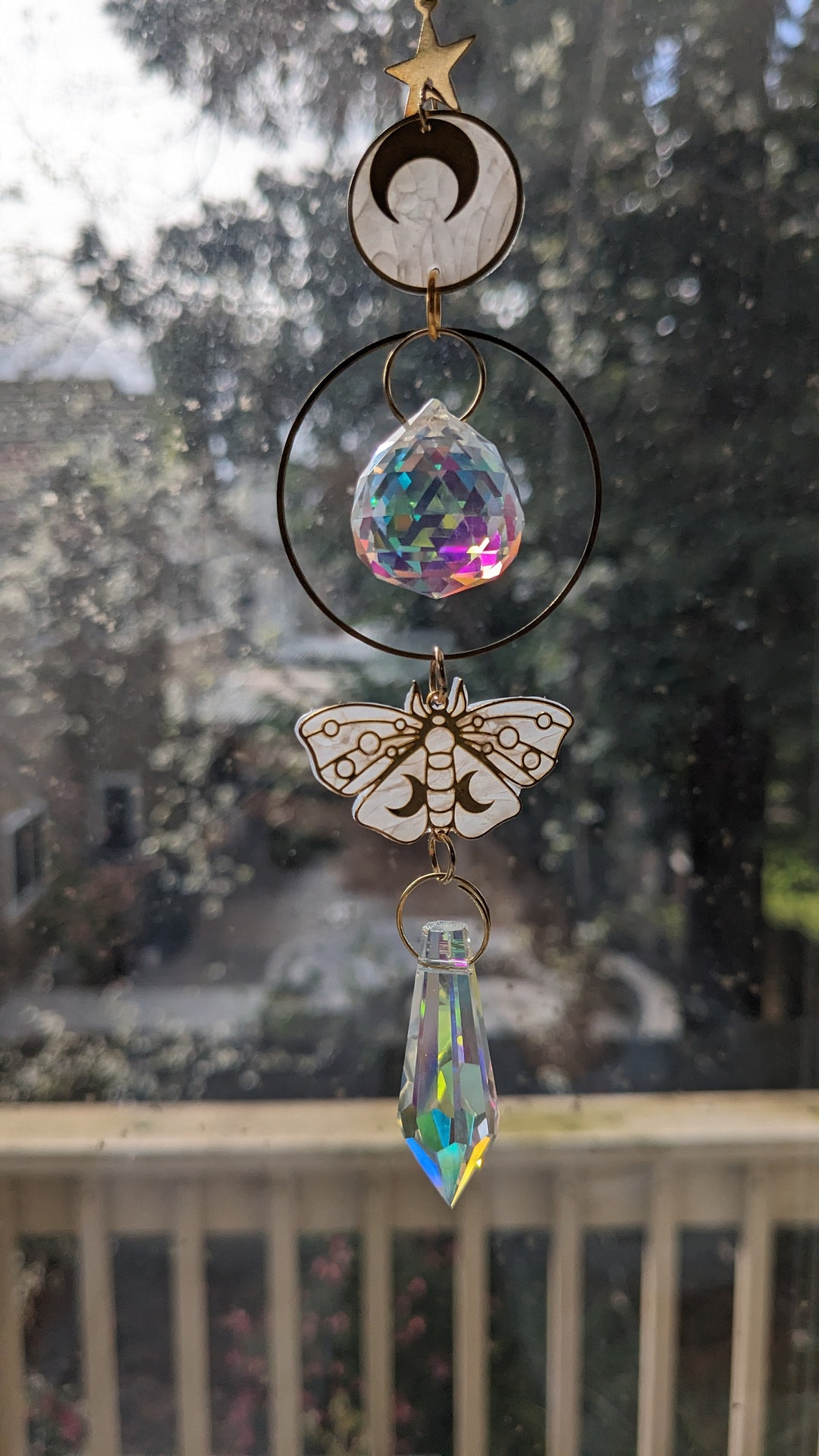 Translucent Moon Moth Suncather Polymer Clay Faux Stone Luna Moth ...