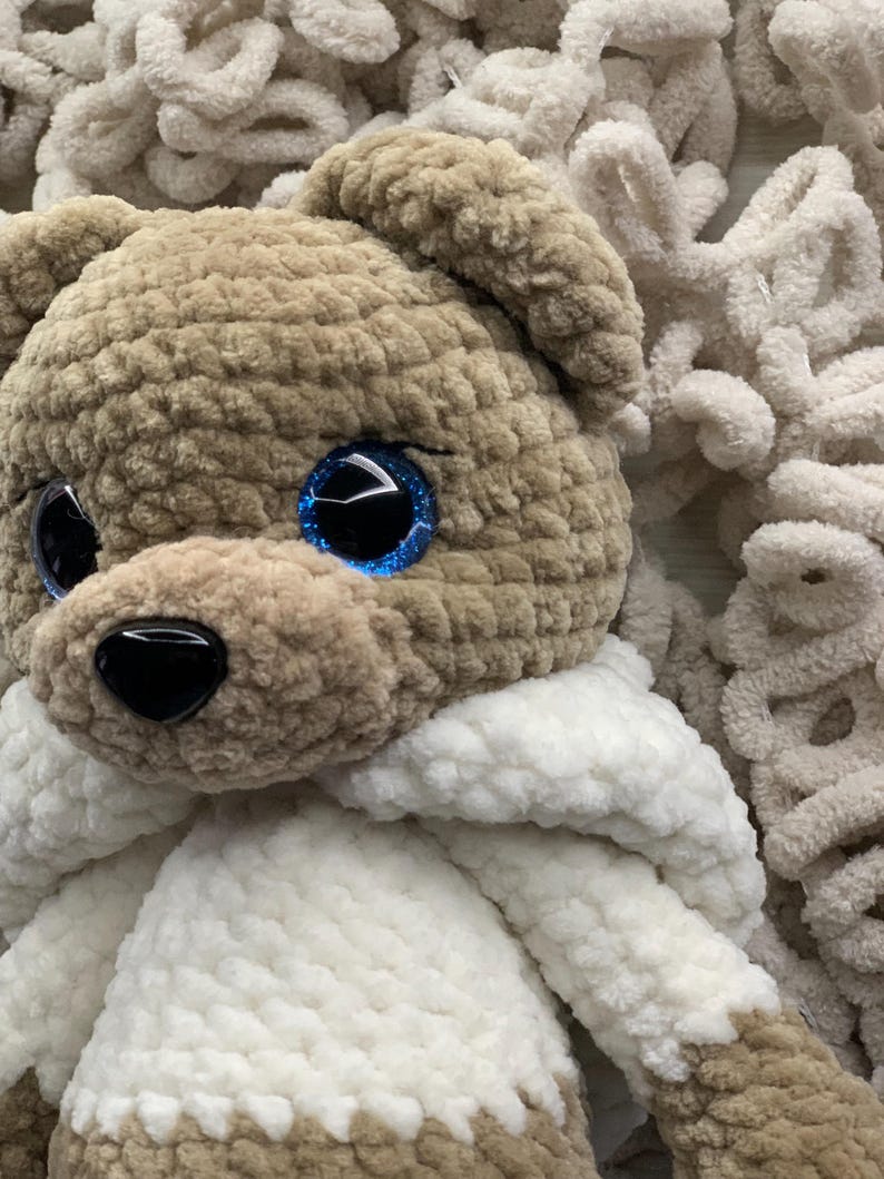 Handmade Crochet Teddy Bear, Hoodie Plush Toy, Custom Eye Color ...