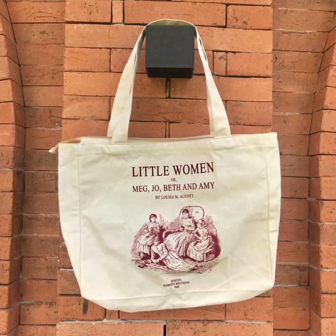 Louisa May Alcott Little Women Book Bag, Natural Canvas Library Totebag ...