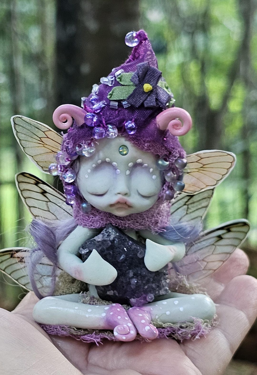 Fairy Crystal Bug Dreaming Meditating Pixie Ooak Fae Fairy Fairie ...