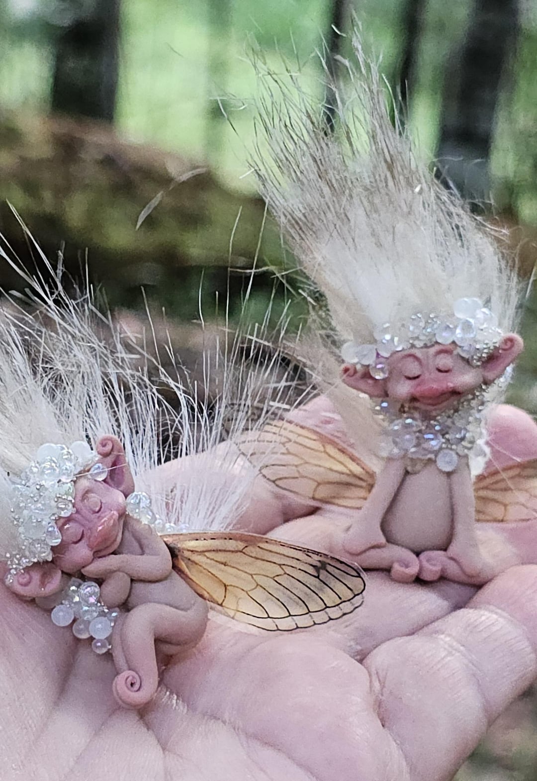 Set of 2 Fairy Trolls Dreaming Meditating Pixie Ooak Fae Fairy Fairie ...