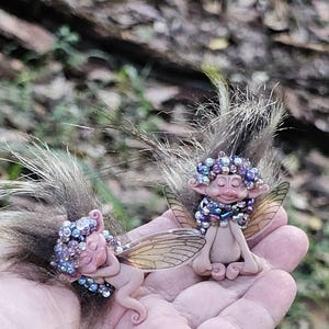Set of 2 Fairy Trolls Dreaming Meditating Pixie Ooak Fae Fairy Fairie ...