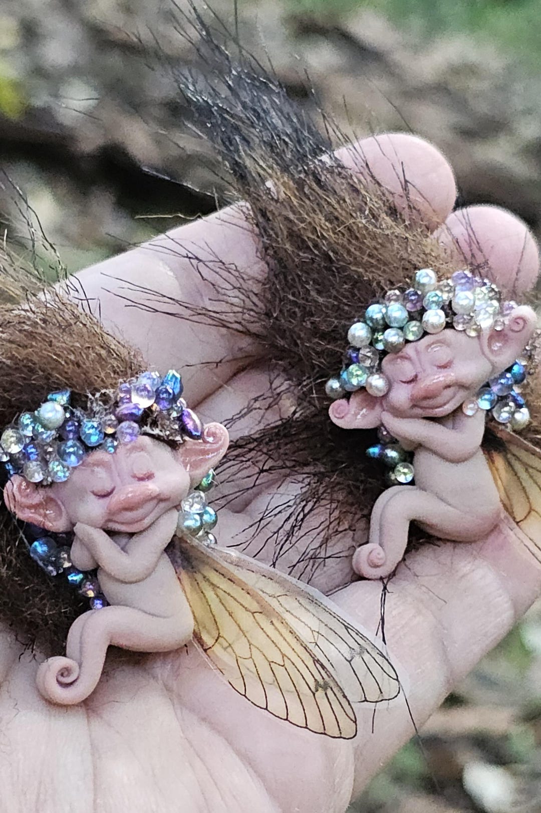 Set of 2 Fairy Trolls Dreaming Pixie Ooak Fae Fairy Fairie Handsculpted ...