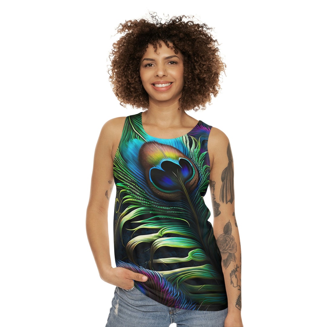 Tank Top All Over Print Pesky Peacock Unisex Illusions Biomimicry Yoga ...