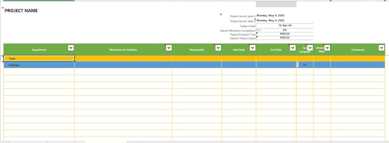 Automated Gantt Chart Template 2026 | Excel Project Timeline Planner - Etsy