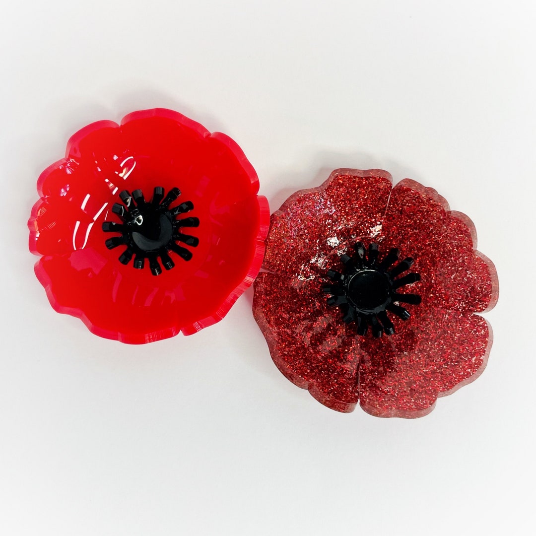 Remembrance Day Range 3D Sculpted Poppy Brooch 2 Different Colours ...