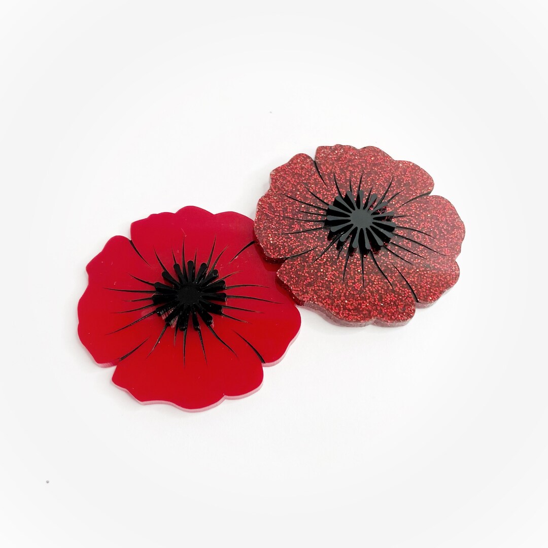Remembrance Day Range 2D Poppy Brooch 2 Different Colours, Bright Red ...